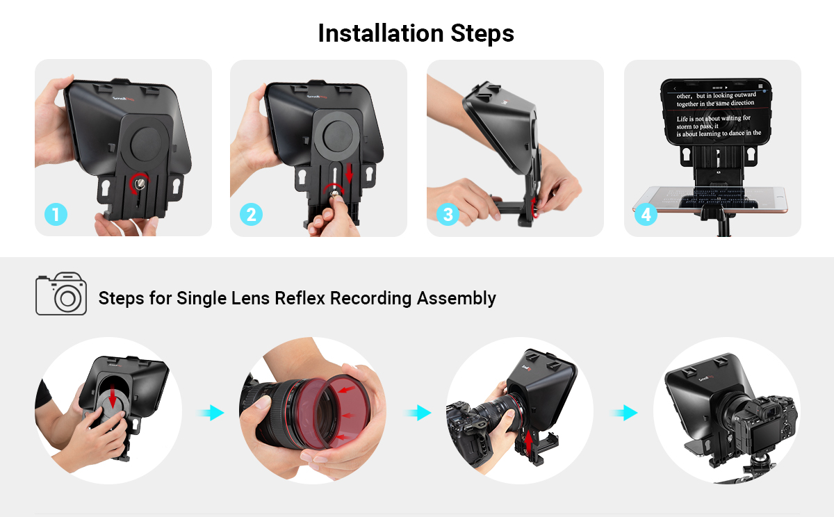 x Desview Portable Tablet / Smartphone / DSLR Teleprompter TP10