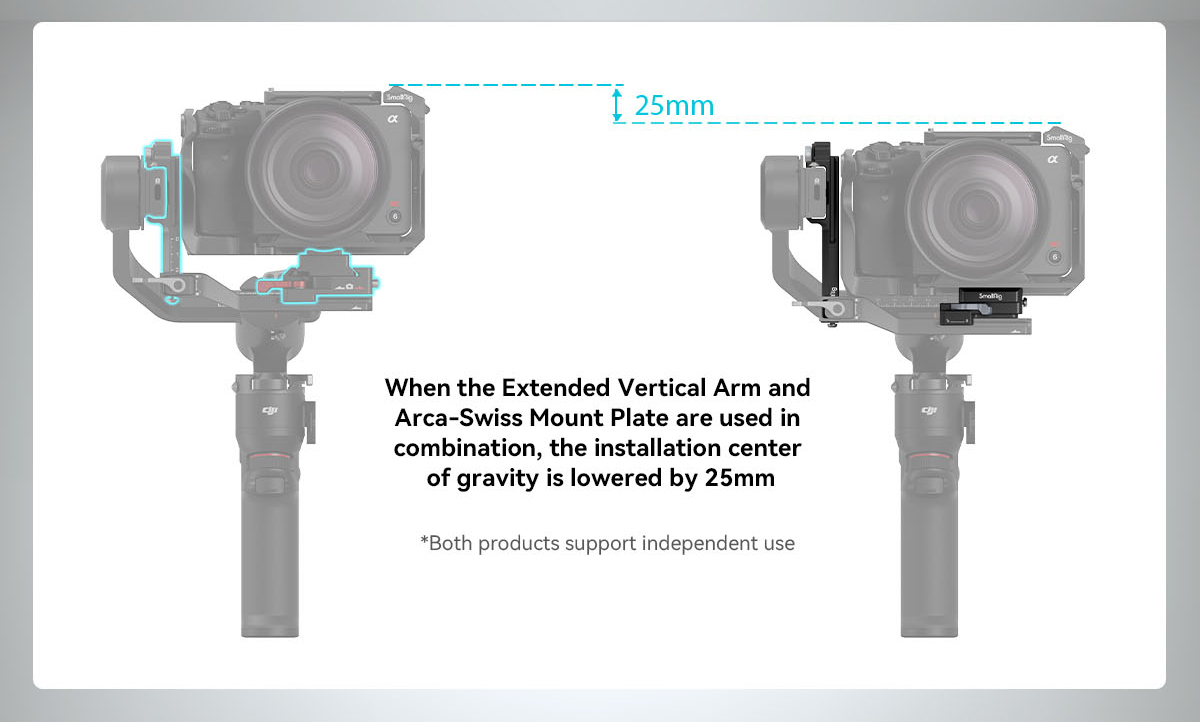 Extended Vertical Arm for RS 3 Mini | Balance & Vertical