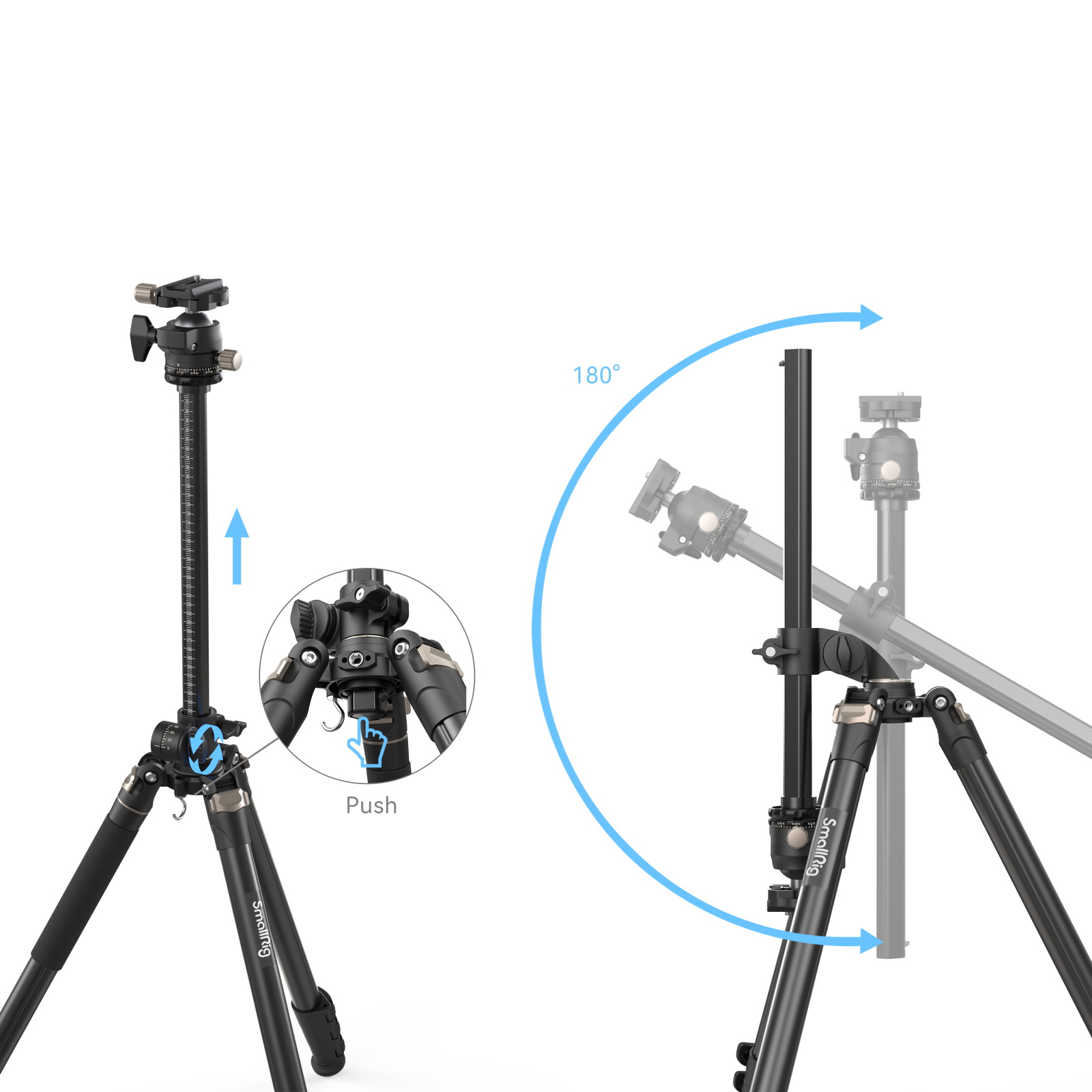SmallRig Lateral Center Column Tripod CT200 - 10kg Load Capacity ...