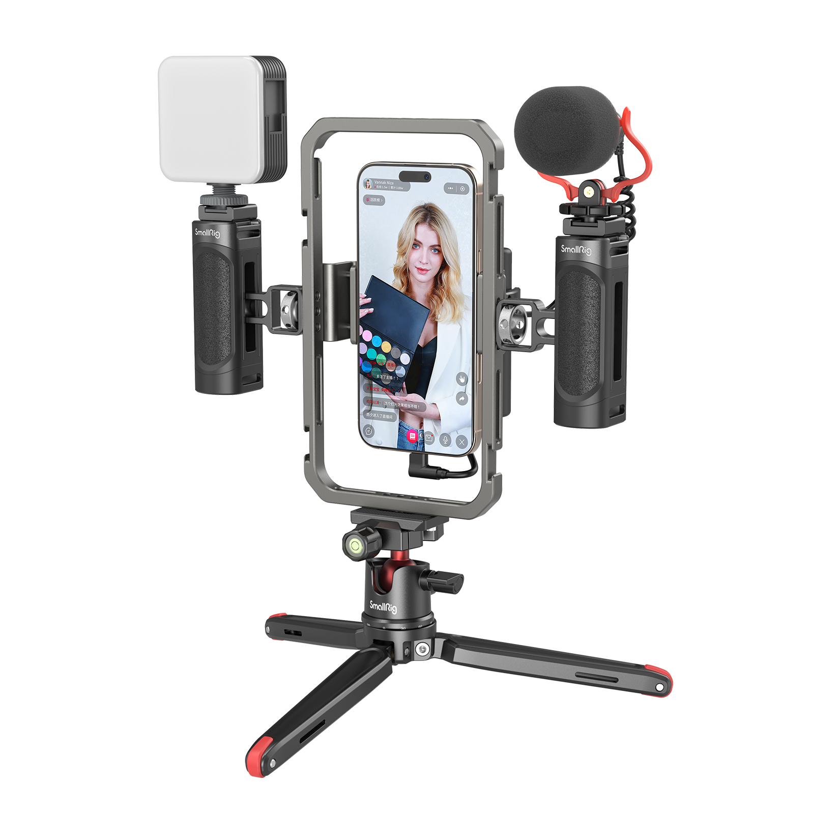 All-in-One Smartphone Video Kit with Audio & LED Light | Cage, Mic & Tripod